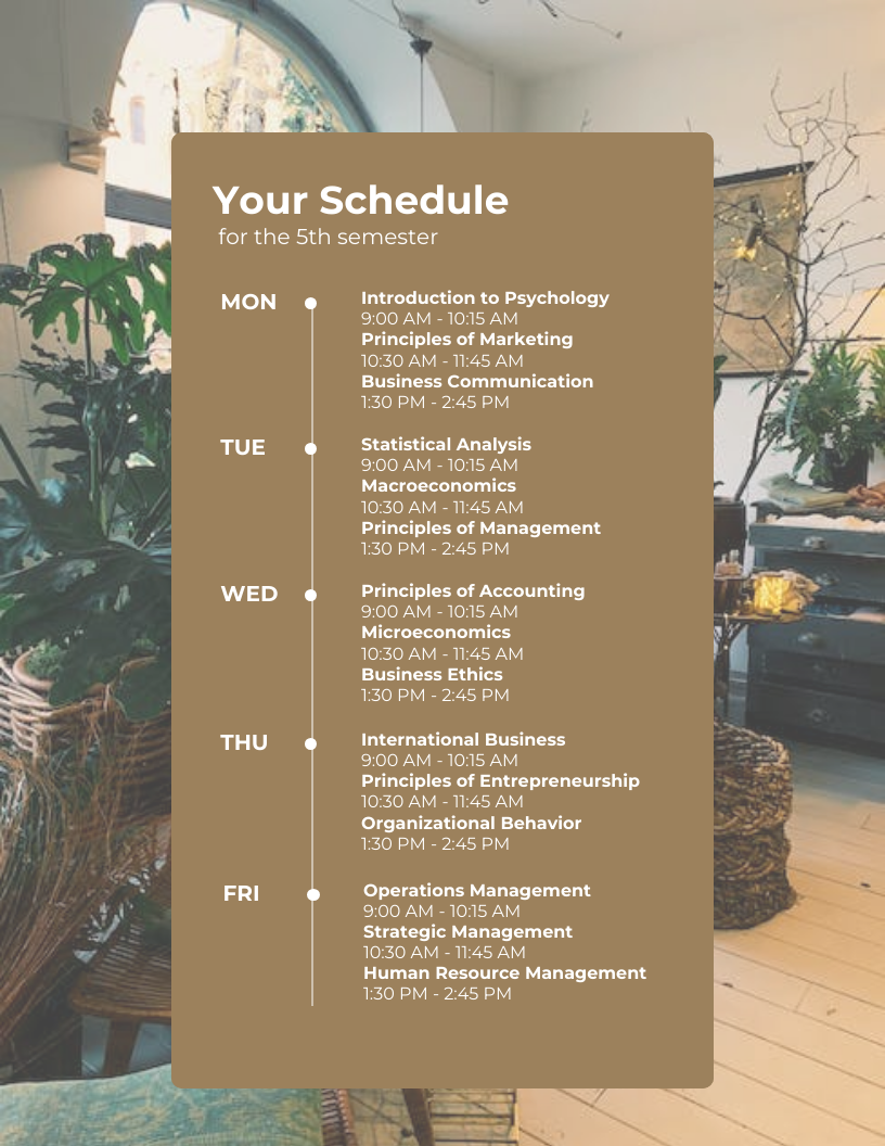 Brown Aesthetic College Schedule Template