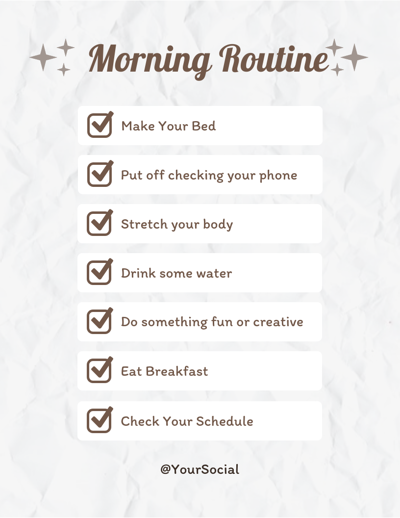 Light Grey Modern Texture Morning Routine Schedule Template