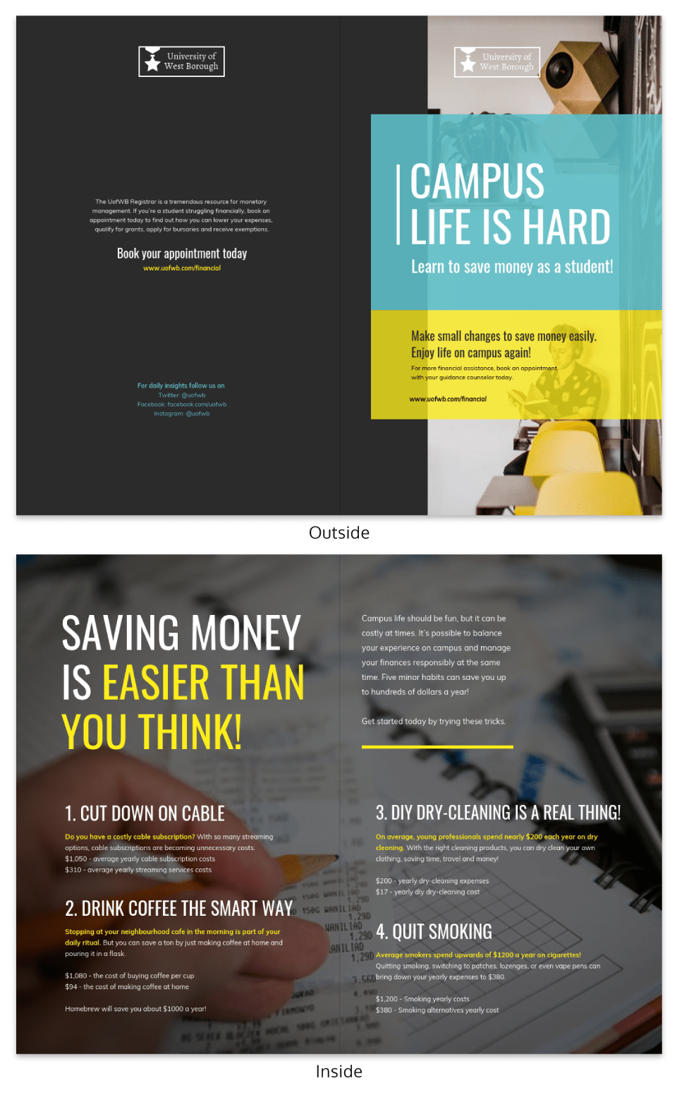 Dark Bold Financial Informational Pamphlet Template Venngage