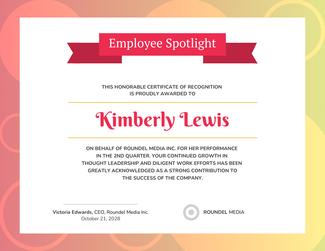 Leadership Award Certificate Template