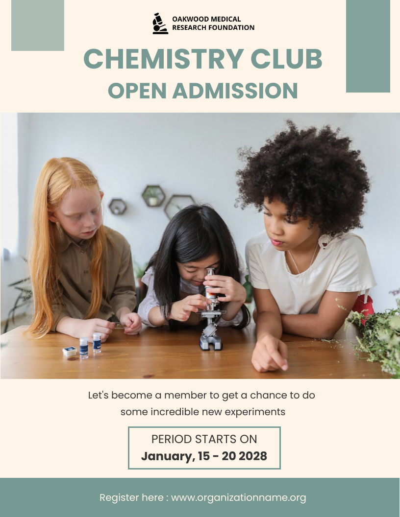 Beige Green Chemistry Club Open Admission Template