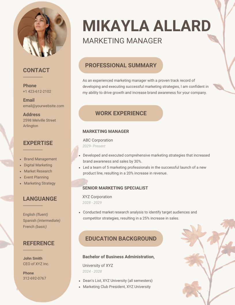 White and Brown Job Resume