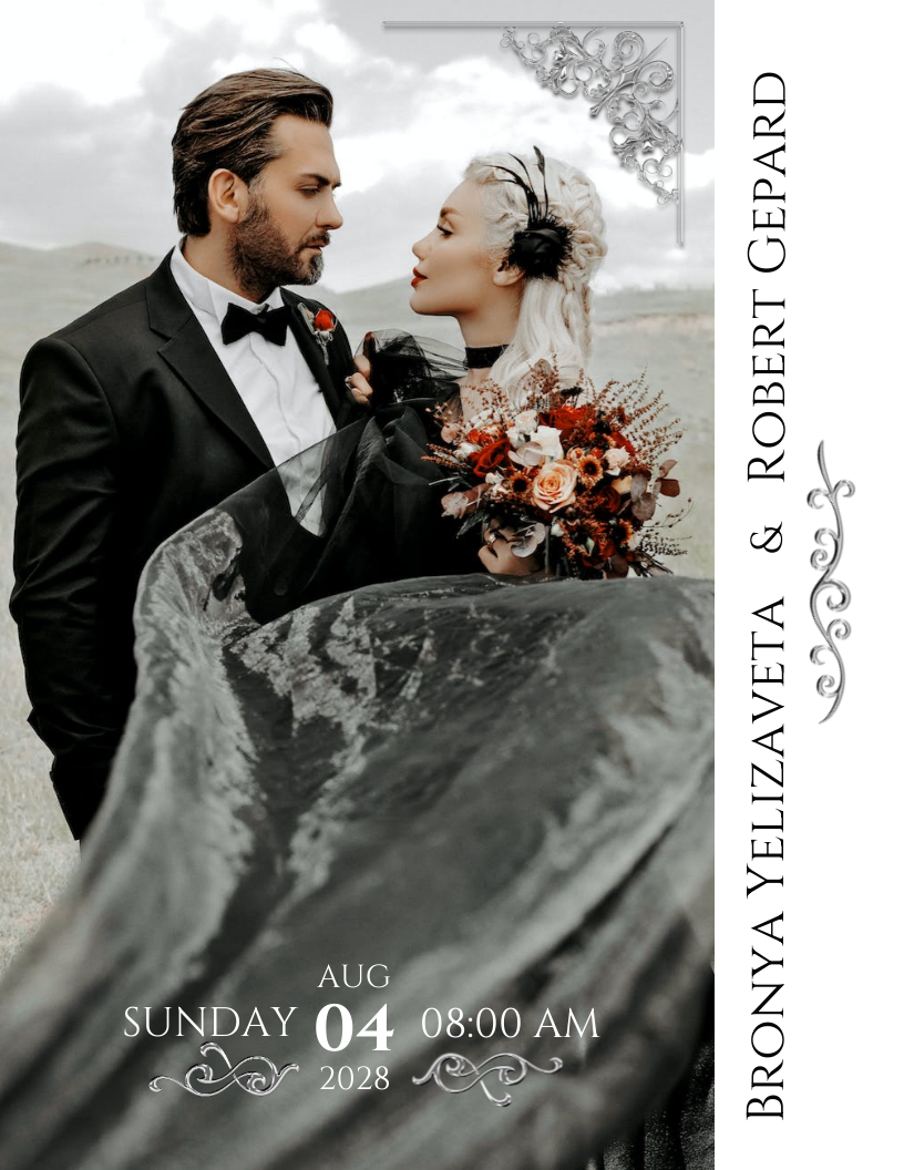 Silver Photoshoot Wedding Reception Card