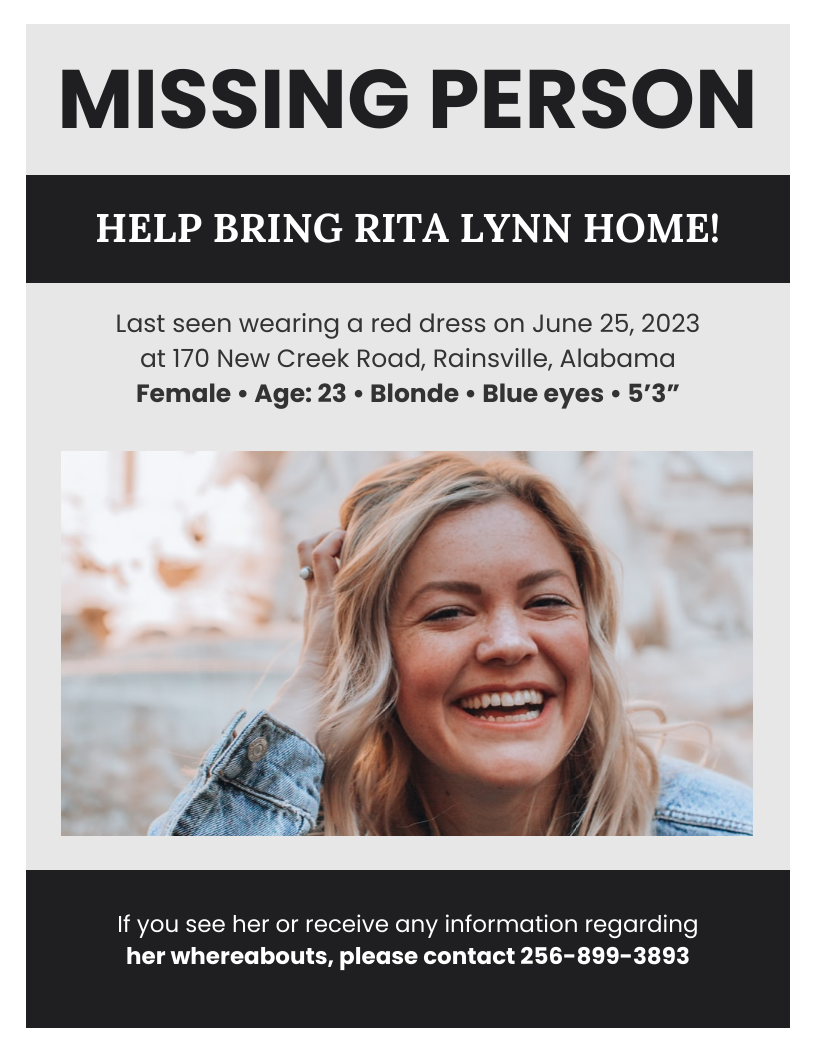 Simple Missing Person Wanted Poster Venngage