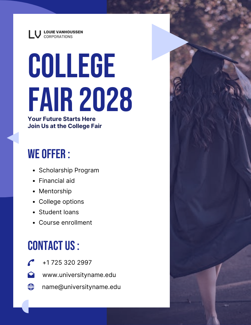 Dark Blue College Fair 2028 Poster Template