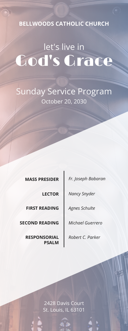 Light Gradient Catholic Church Event Program Template