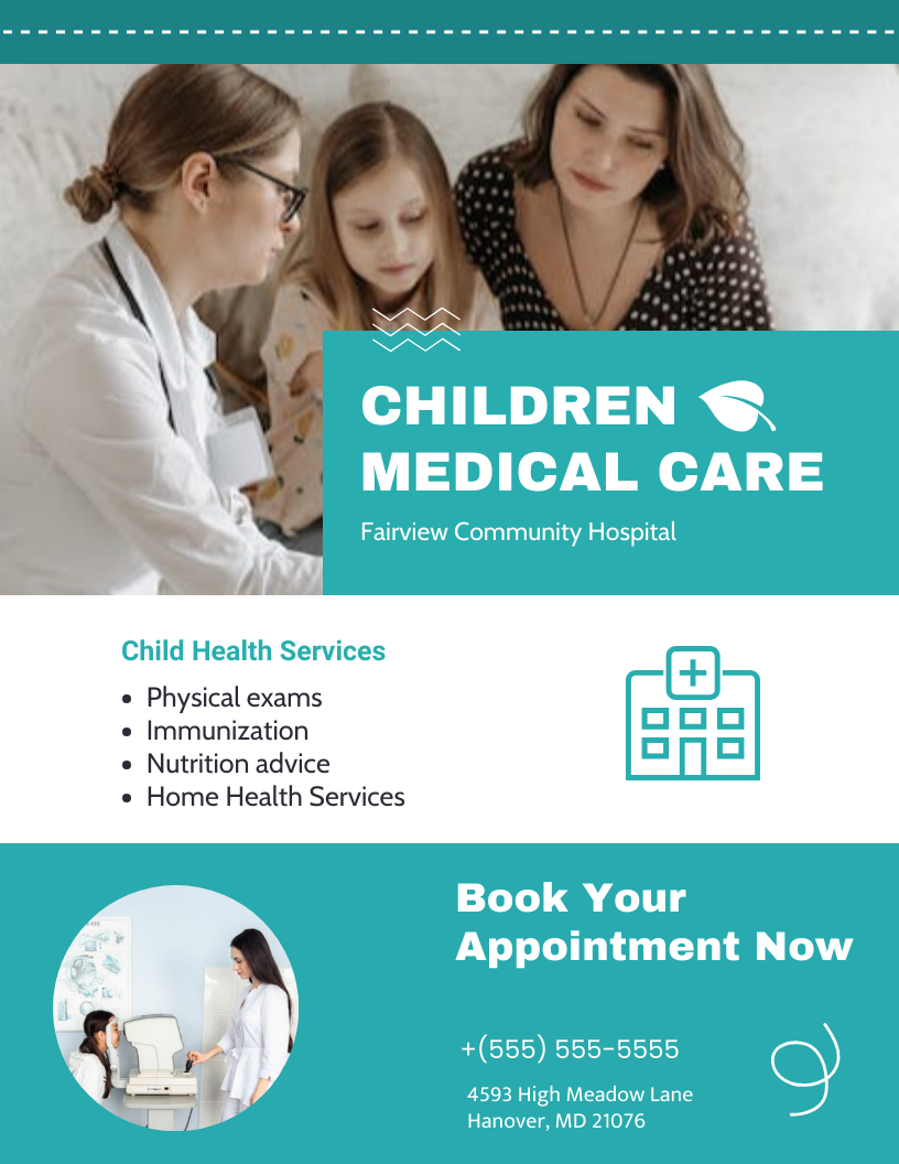 Child Health Medical Check up Green Flyer Template