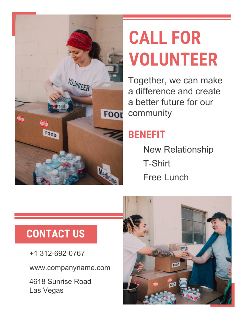 Maroon Simple Line Volunteer Flyer