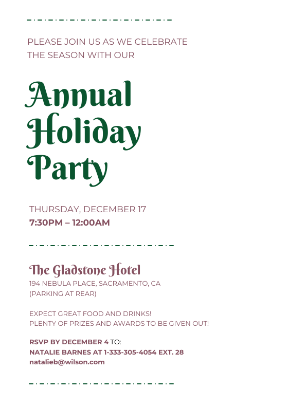 Festive Company Christmas Party Invitation Template