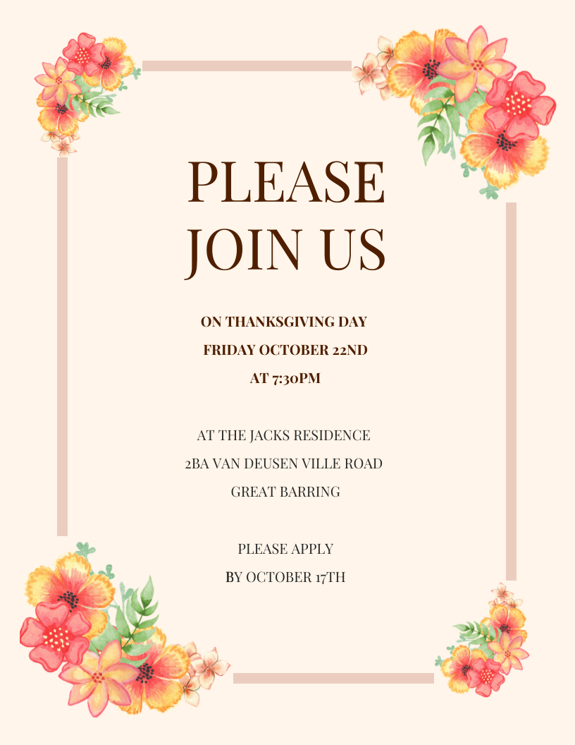 Thanksgiving Invitation Venngage