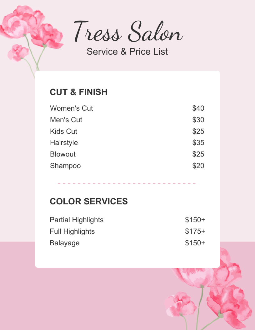 Light Pink Watercolor Flyer Hair Salon