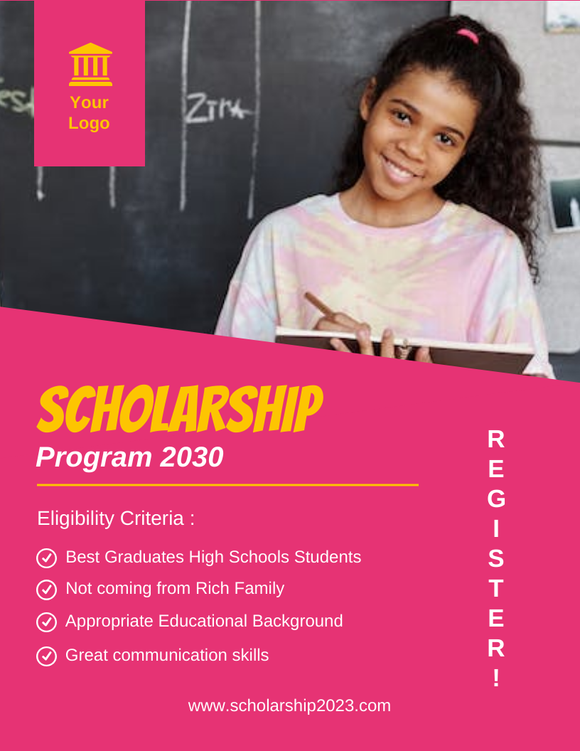Pink Minimalist Scholarship Program Flyer