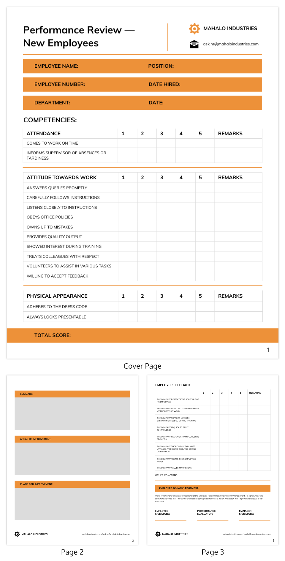 Employer Performance Review Examples