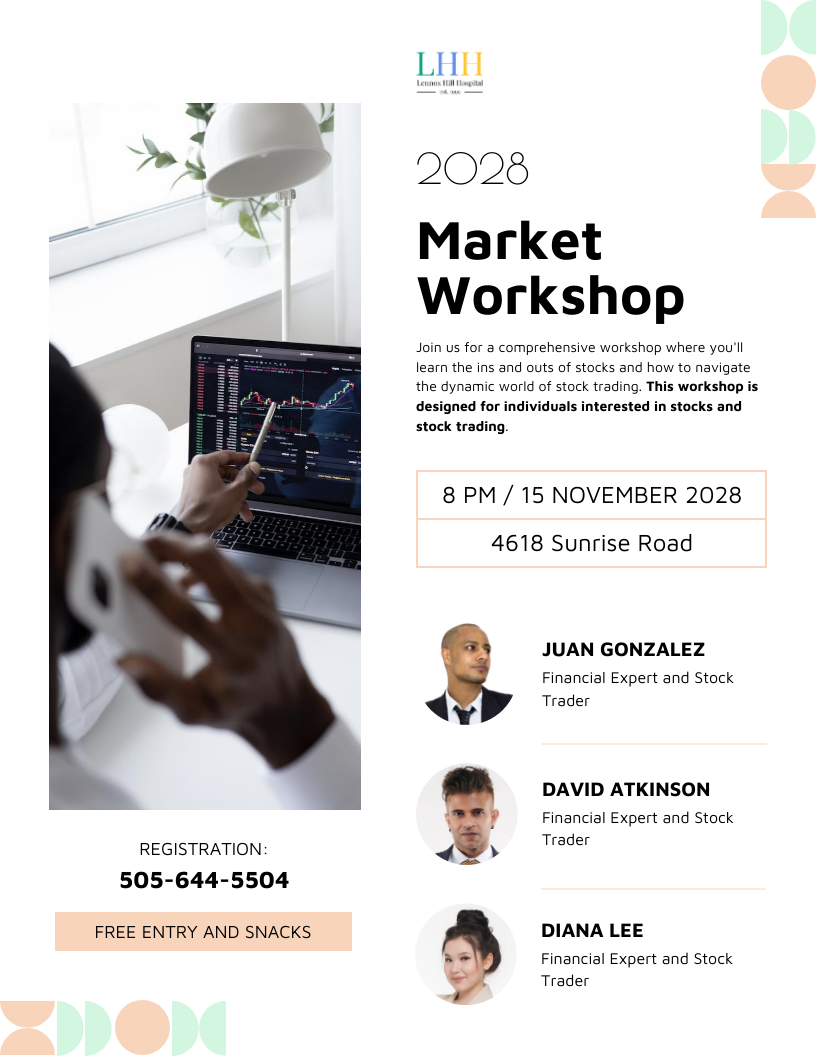 Simple Beige and Green Marketing Stocks Workshop Flyer