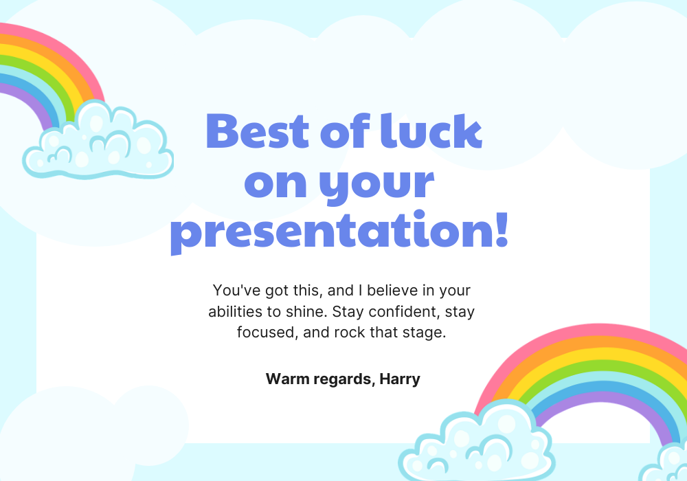 Pastel Blue Rainbow Good Luck Card