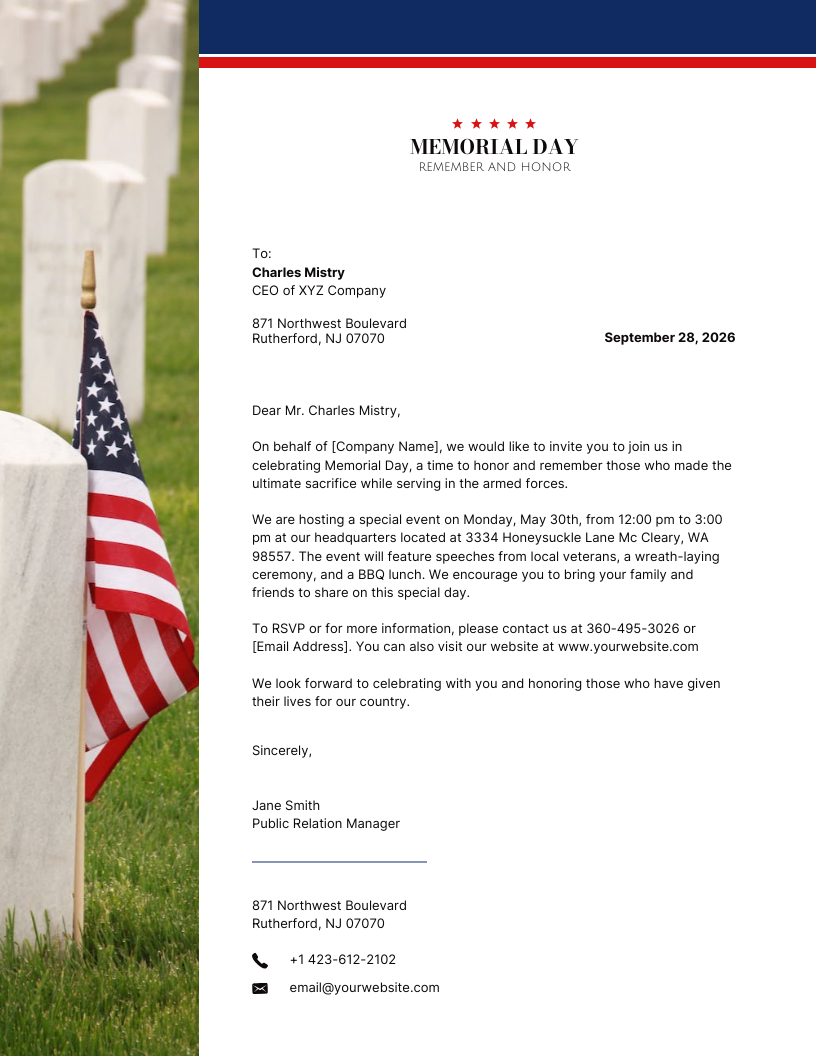Red and Blue Memorial Day Lettehead