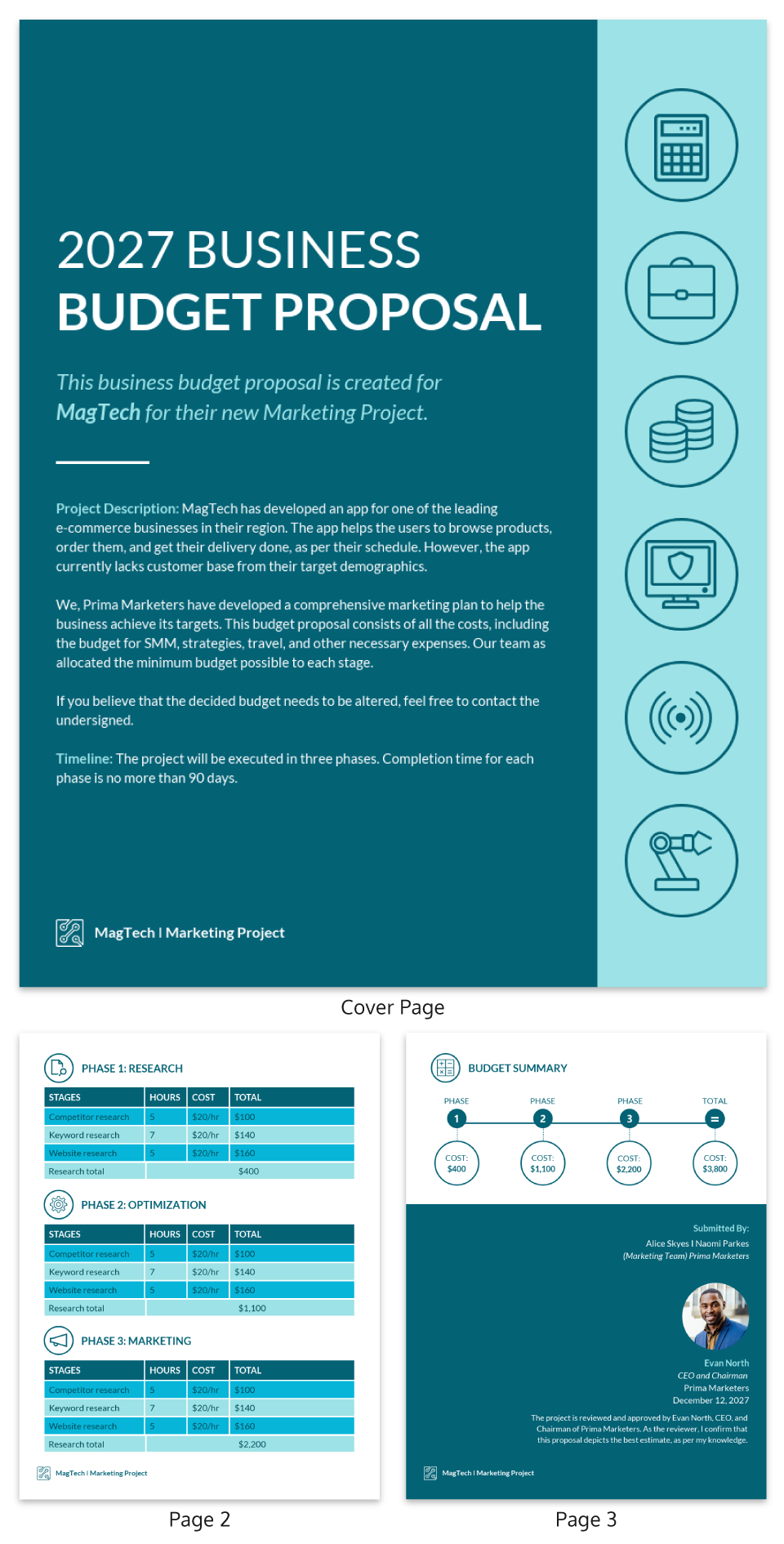Blue Marketing Budget Proposal Venngage