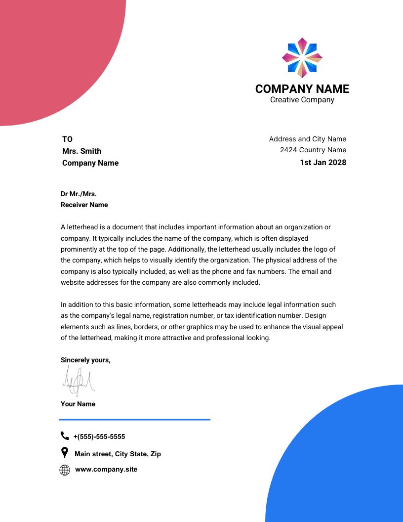 White Modern Professional Company Letterhead Template