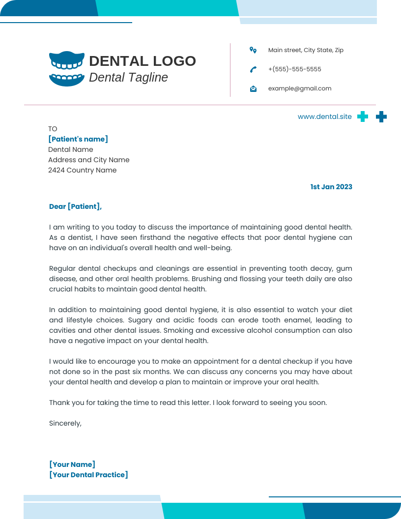 White Modern Geometric Dental Letterhead Template