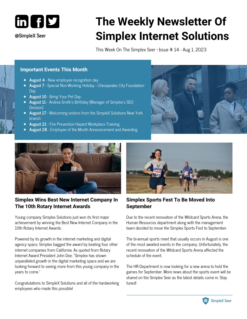 Employee Newsletter Examples