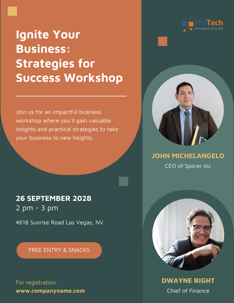 Geometric Orange and Emerald Business Workshop Flyer