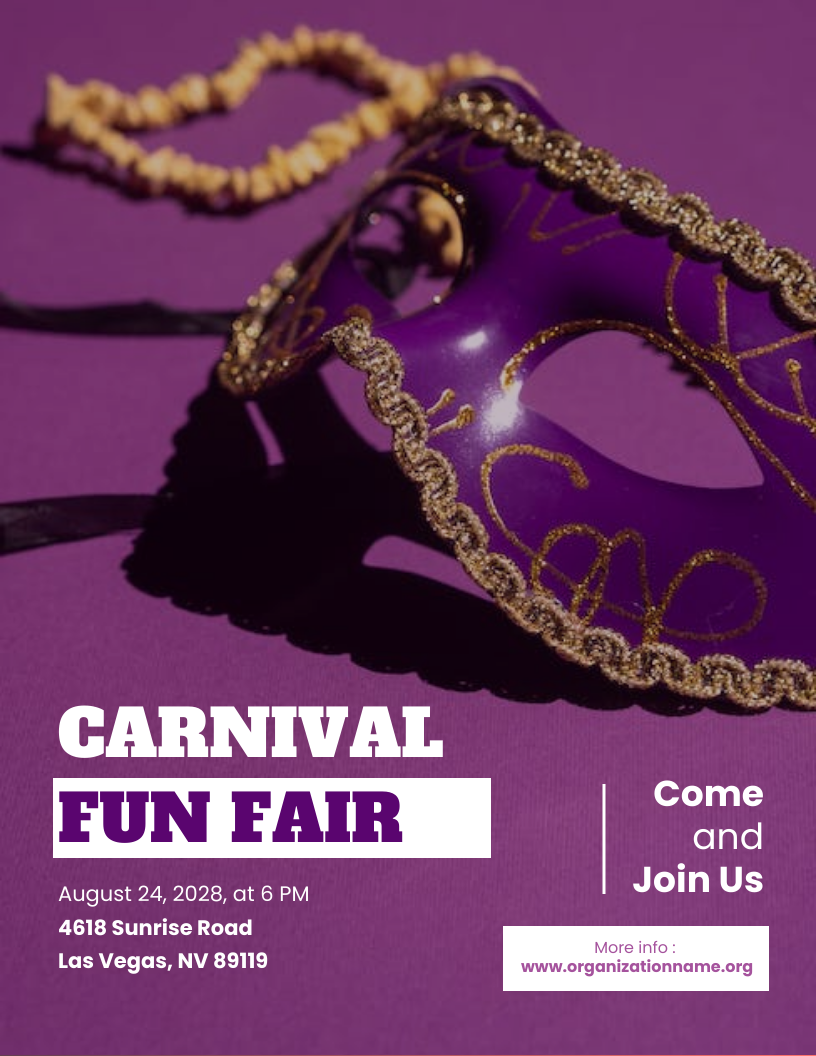 Purple Carnival Fun Fair Poster Template