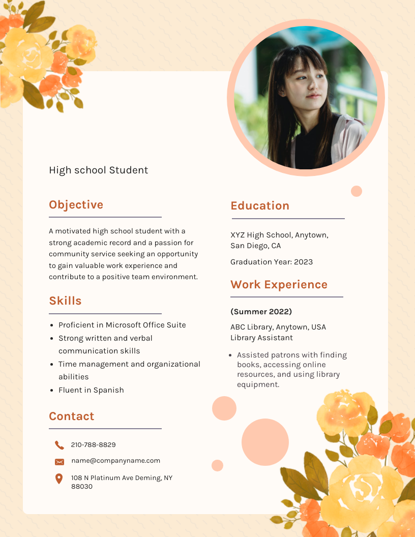 Easy Green High School Resume