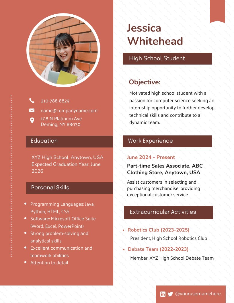 Brown Minimalist School Resume