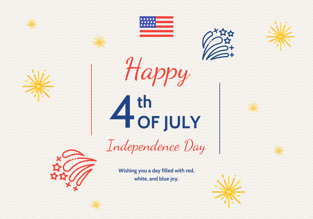 White 4th of July Independence Day Card