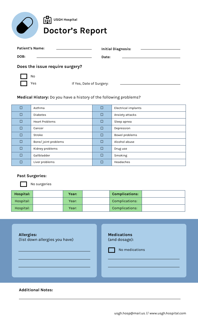 Doctors Report Template Venngage