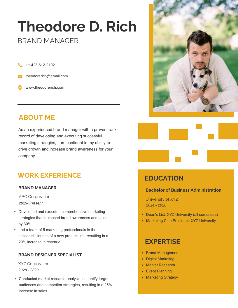 Yellow Modern Resume Design