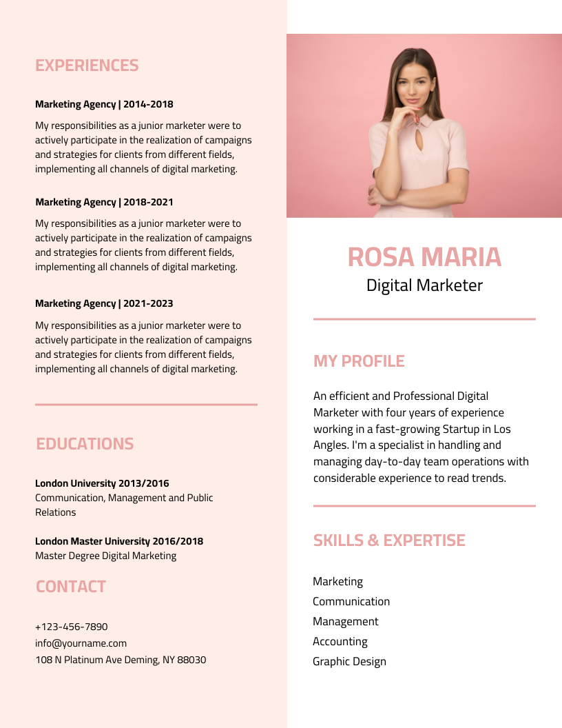 White And Cream Simple Creative Resume