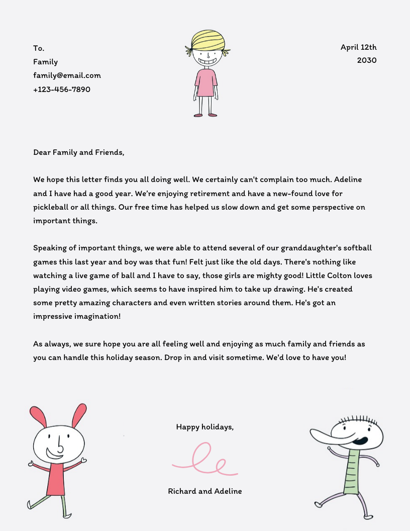 Grey Simple Cute Illustration Business Letterhead