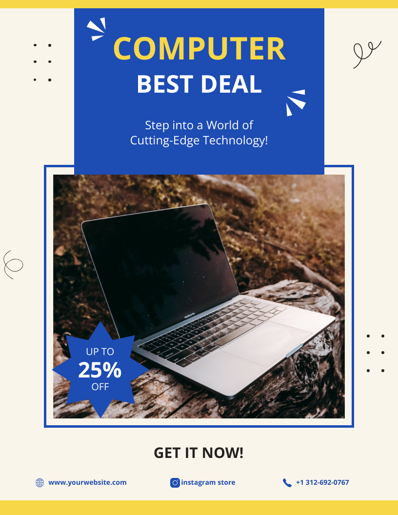 Blue Yellow Flyer Computer Promotion