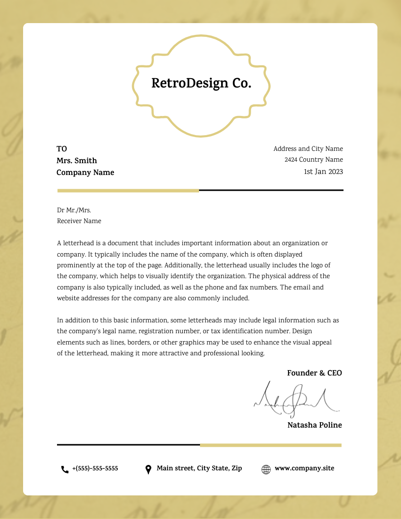 White And Yellow Retro Texture Vintage Letterhead Template
