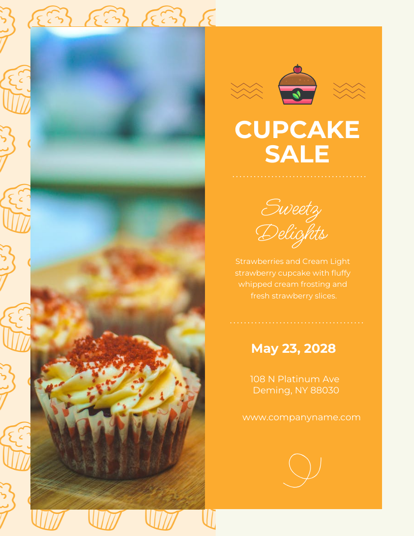 Orange Selling Cupcake Flyer