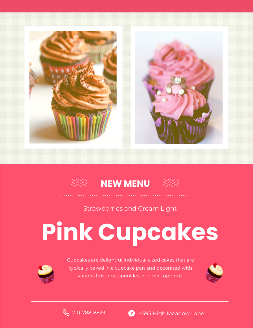 Easy Red New Menu Cupcake Flyer