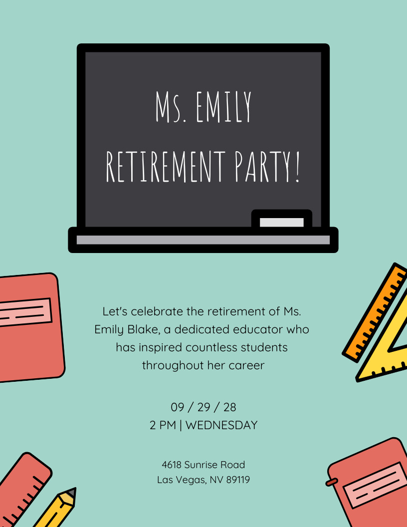 Teacher Retirement Party Invitation Template