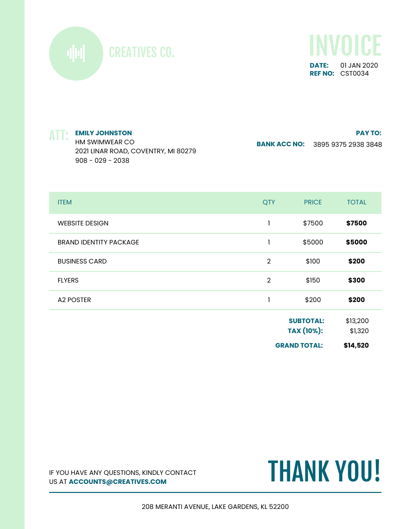 Light Pastel Invoice Template Venngage