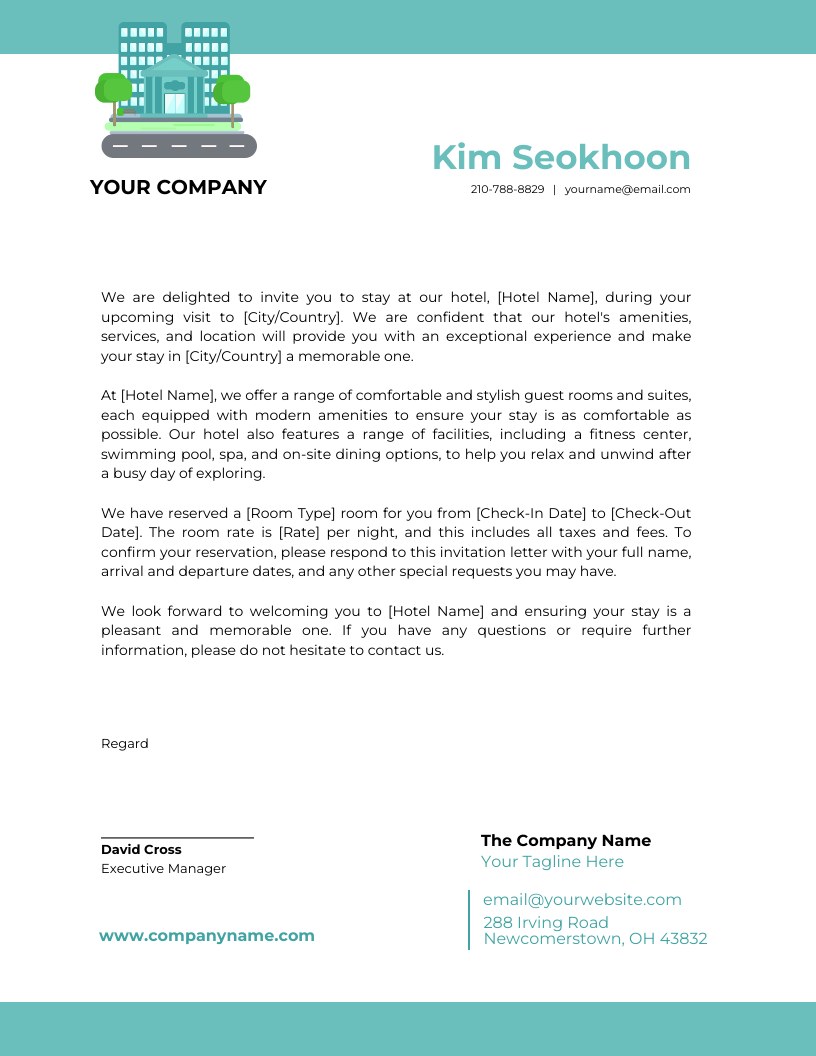Pastel Green Minimalist Hotel Letterhead