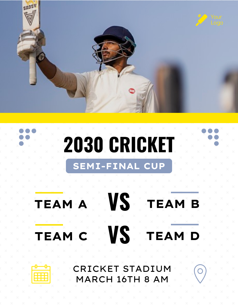 White Simple Cricket Schedule Template