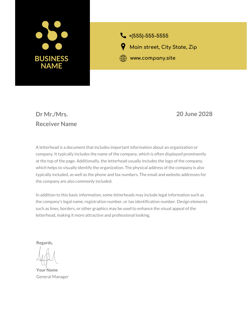 White Minimalist Business Letterhead Template