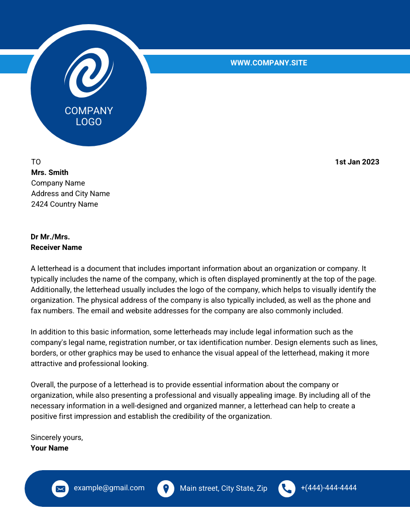 White And Blue Simple Graphic Design Letterhead Template