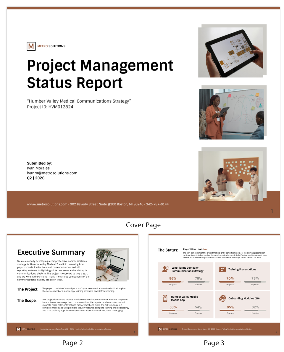 Project Management Status Report Template Venngage