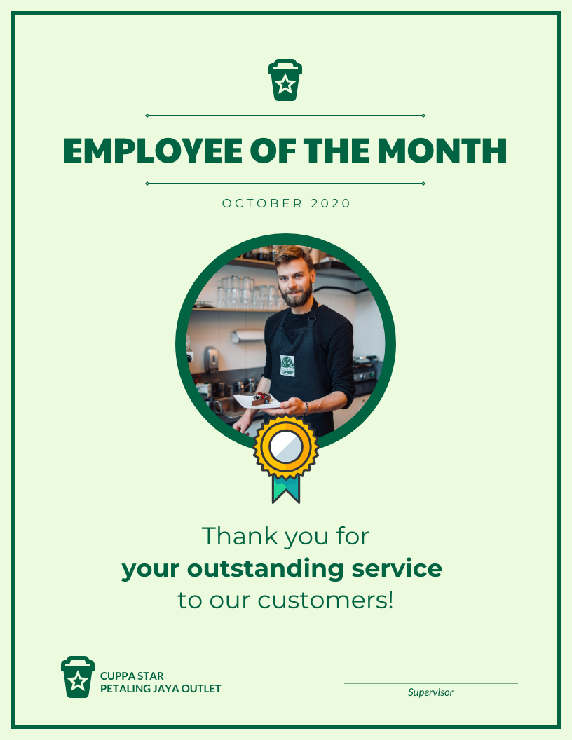 Employee Of The Month Certificate Template
