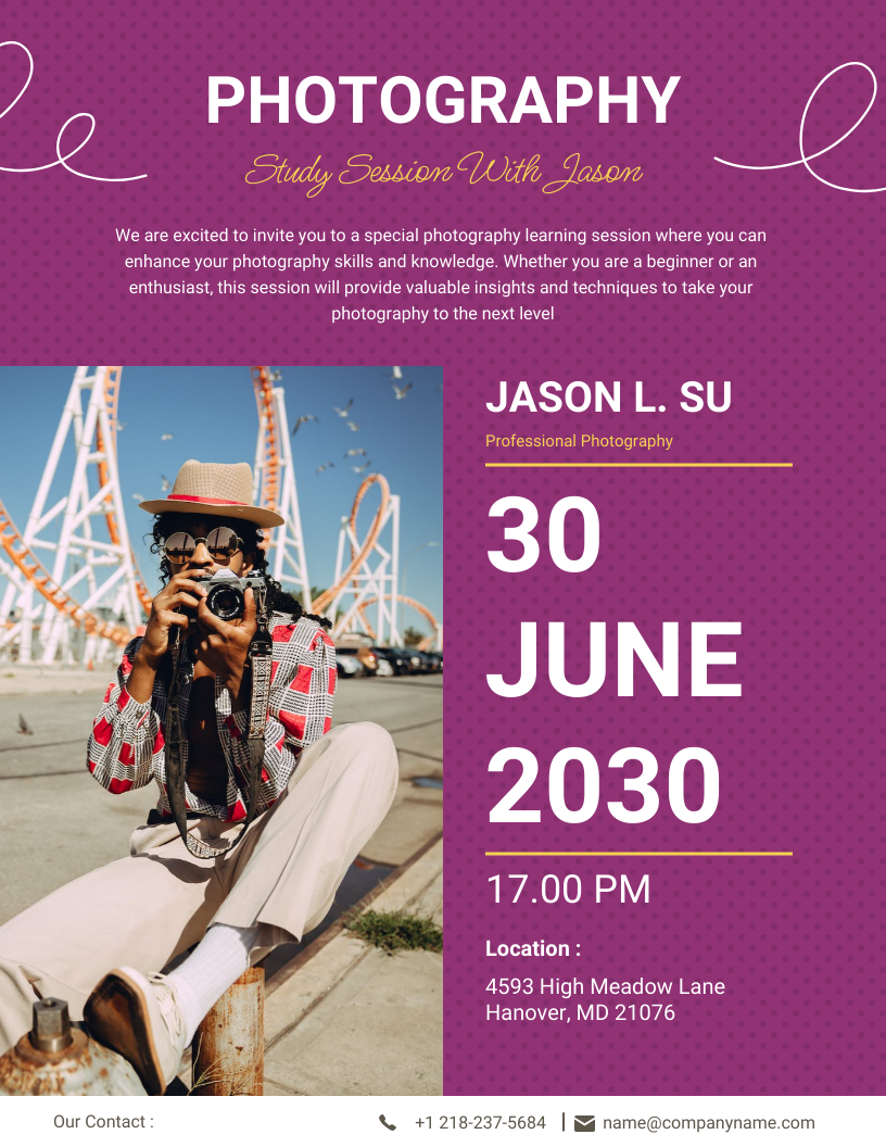 Purple simple study session flyer photography