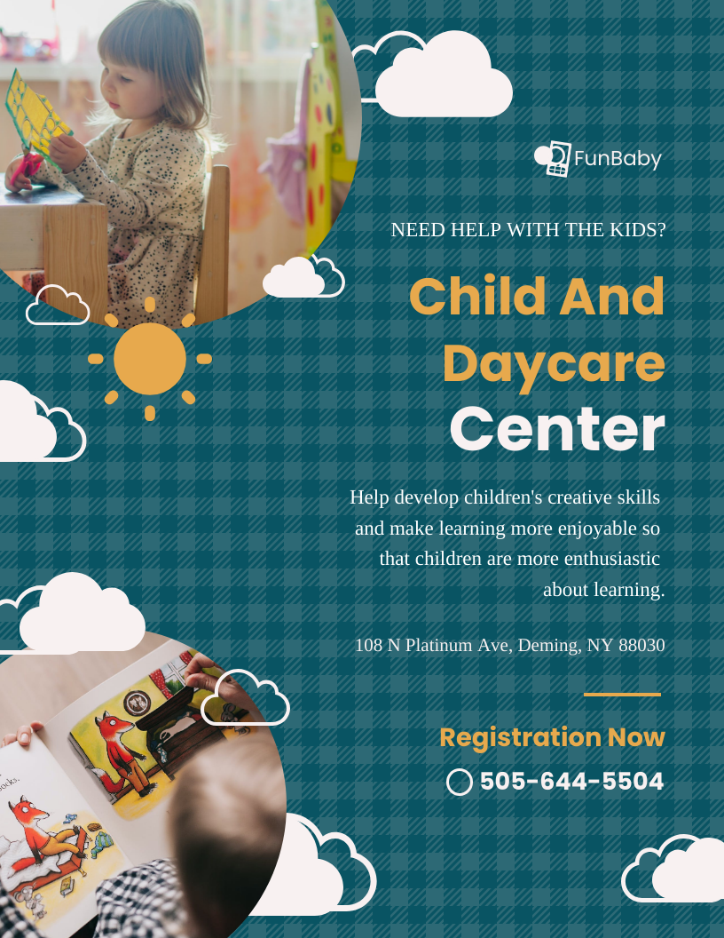 Green And Yellow Sky Daycare Flyer
