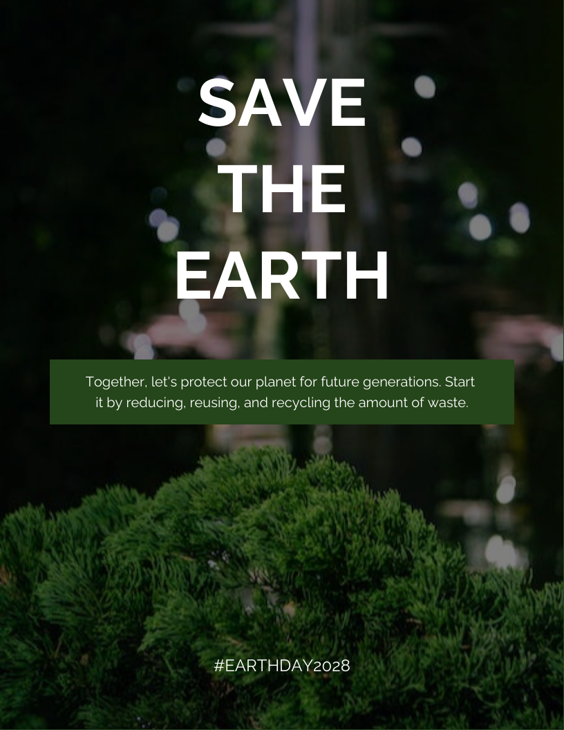 Blur Background Save the Earth Poster Template