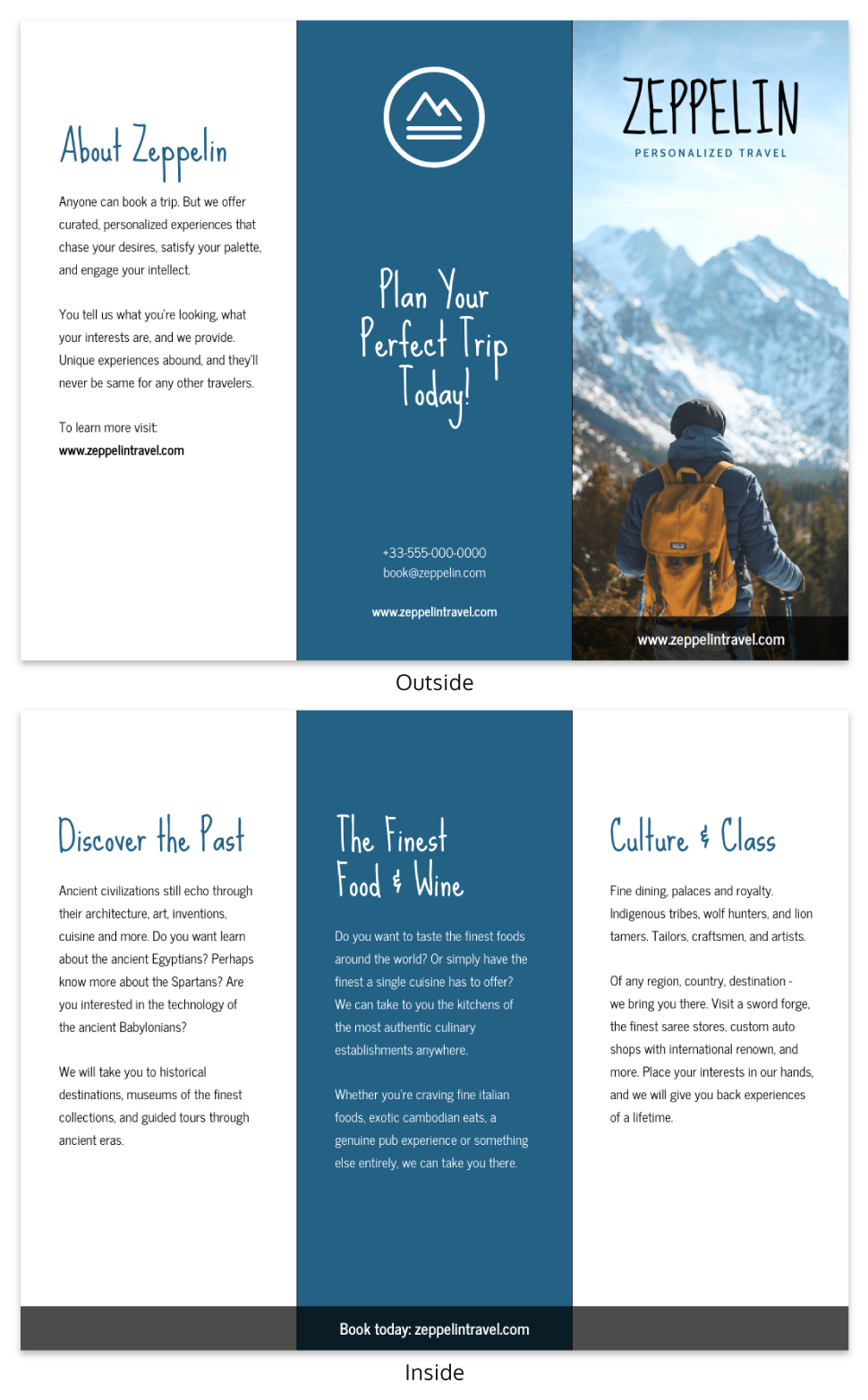 Simple Blue Travel Tri Fold Brochure Template Venngage