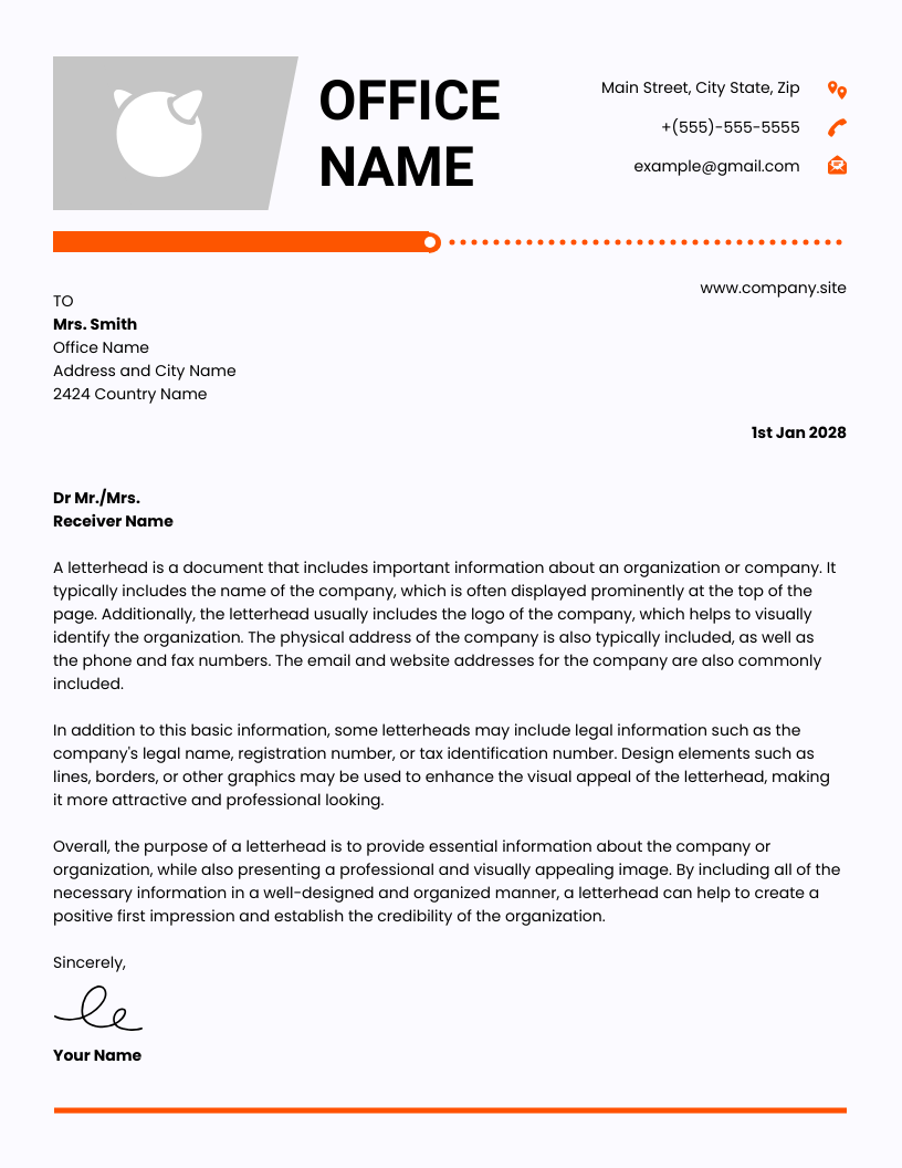 Broken White Modern Professional Office Letterhead Template
